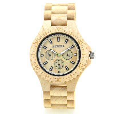 China Golden Quartz Wood Watch Maple Wood Wrist Watch With Bewell for sale