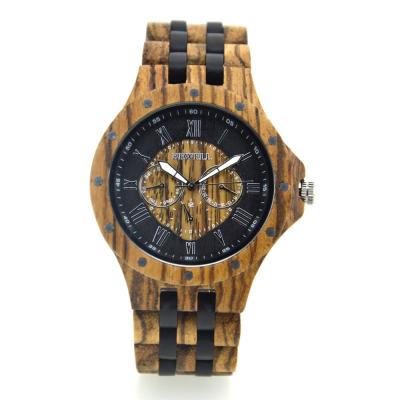 China Fashion Zebra Wood Watch Handmade water resistant wood watch for sale
