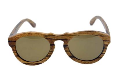 China Zebra Wood Lesg Wood Frame Sunglasses / eco friendly mens wooden sunglasses for sale