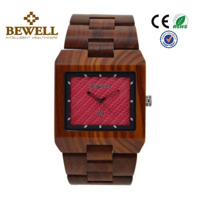 Cina Orologio di legno della mano del quarzo dei sandali rossi dell'uomo con progettazione quadrata in vendita
