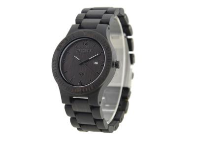 Cina OEM di legno di legno naturale dell'orologio della banda del 100% degli uomini/dell'orologio nero su ordinazione di logo in vendita