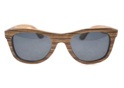 China Uv400 Natural Wood Frame Sunglasses / Zebra Wood Sunglasses Polarized Lens for sale