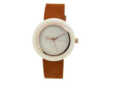 Cina Gli orologi degli uomini del caso di marmo con la cinghia di cuoio del legno di Caseback, fermaglio dell'acciaio inossidabile in vendita