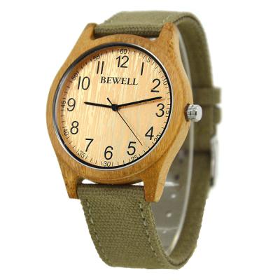 Cina Orologi di legno degli uomini di RoHS del CE/orologio di bambù di Bewell con la banda della tela, una garanzia da 1 anno in vendita