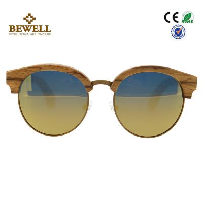 China Zebra Wood Frame Sunglasses With Polarized Revo Gold Coated Lens , Mens Wooden Sunglasses for sale