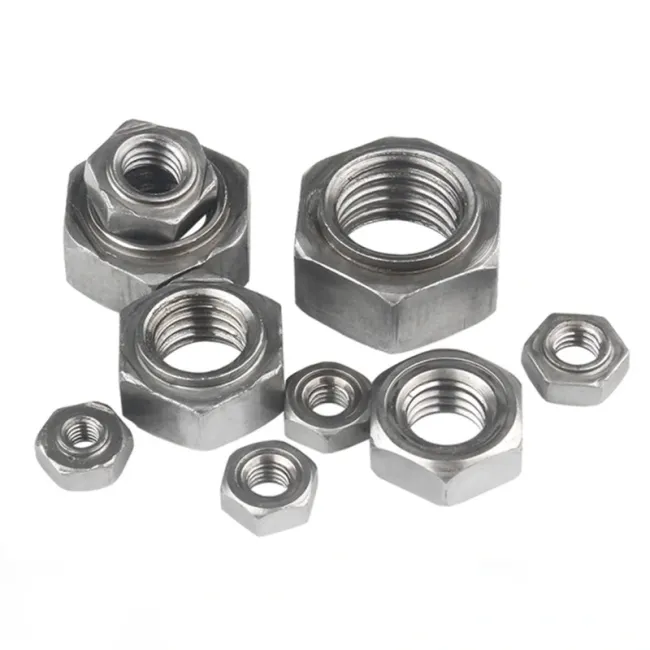 China Hex Weld Nut M3 M4 M5 M6 M8 M10 M12 Low Carbon Steel Plain Hex Projection Spot Welding Nut Hexagon Weld Nuts