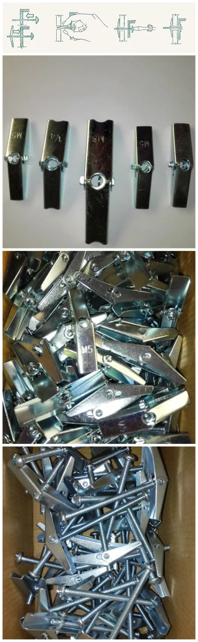 Toggle Anchor Drywall Screws Spring Toggle Anchor Butterfly Bolt