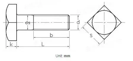 JIS B 1182 Building Material Hardware Square Head Bolts