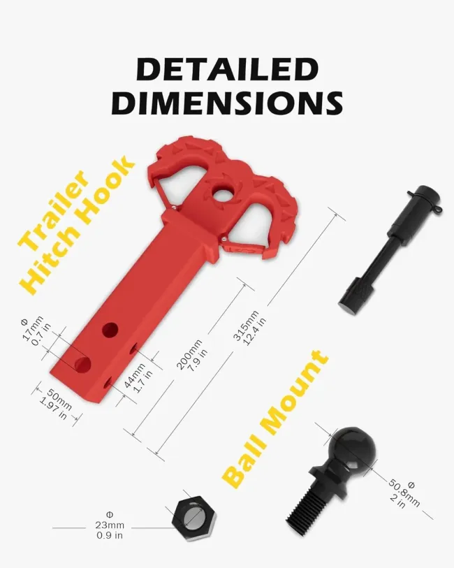 Yh3606 Towing Hitch Step, Trailer Hitch, with 2-Inch Ball Hitch and Trailer Hitch Pin, Drop Forged Steel Truck Hitch