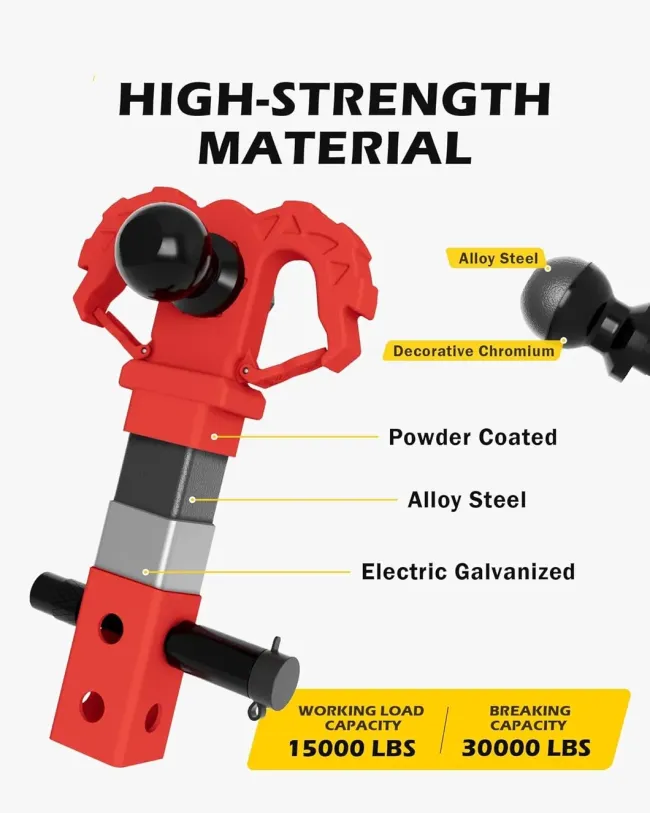 Yh3606 Towing Hitch Step, Trailer Hitch, with 2-Inch Ball Hitch and Trailer Hitch Pin, Drop Forged Steel Truck Hitch