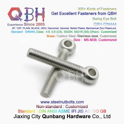 China QBH DIN444 Stainless Steel SS304 SS316 SUS 304 316 Swing Eye Bolt Eye-Bolt for sale