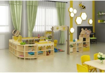 China Furniture for Nursery and Preschool Wooden Toy Storage Cabinet Wood Kindergarten Bookshelf for sale