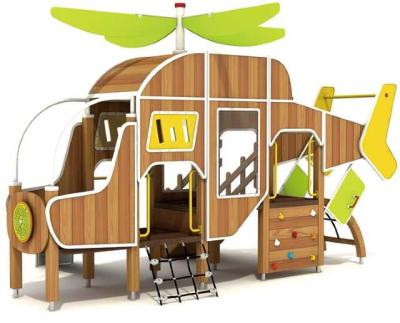 China Helicopter Series Popular Children Outdoor Playground Wooden Play Ground with Stainless Steel Slide for sale