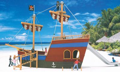 China Cheap Outdoor Playset Children Wooden Pirate Ship Playground Modern Design for sale