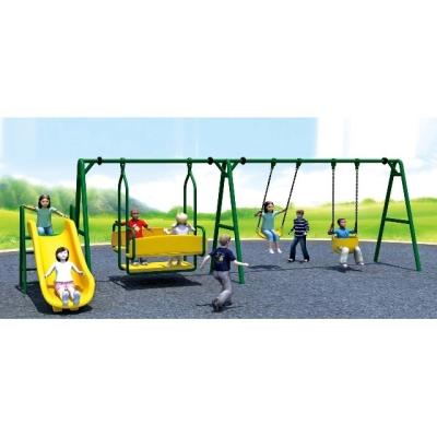 China Steel Children Play Swing Set for Outdoor Playground Equipment with small outdoor slide and swing for park and preschool for sale