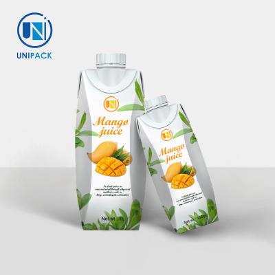 Cina UNIPACK Prisma 200ml 330ml 1000ml Disposable Paper Box Cardboard Packaging Custom Logo Printing for Beverage/Juice in vendita