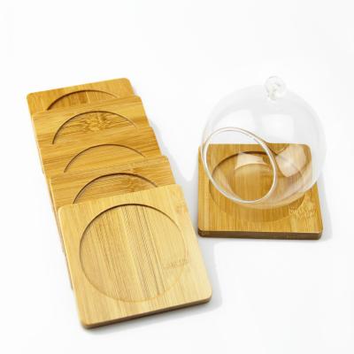 China 6 Pieces Set Blank Bamboo Coasters Waterproof Light Weight Hot Cold Drinking Mat for sale