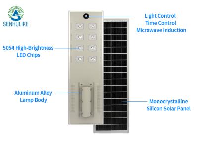 China Outdoor LED Solar Street Light IP66 Waterproof, 5054 LED Chips Monocrystalline Panel Long Service Life for sale