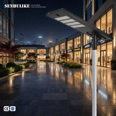 China 200W All in One Solar Street Light with Microwave Motion Sensor Black Aluminum Housing 4 Modules IP65 Waterproof Li-ion Battery for sale