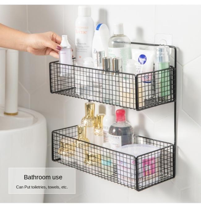 Bathroom Storage Rack punch-free wall-mounted iron storage rack kitchen bathroom storage rack