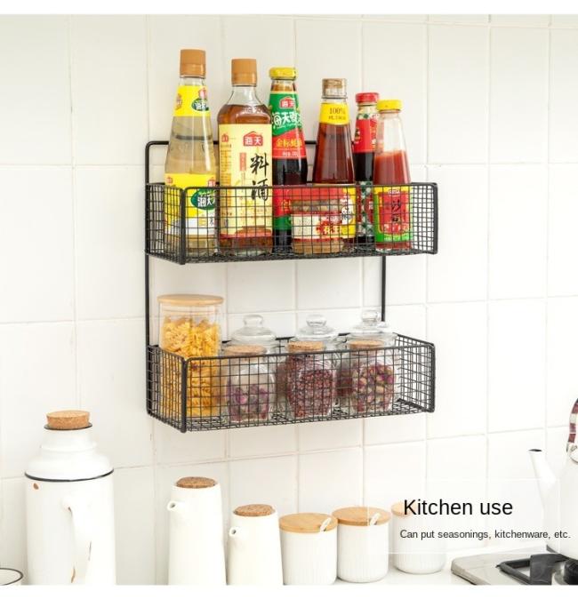 Bathroom Storage Rack punch-free wall-mounted iron storage rack kitchen bathroom storage rack