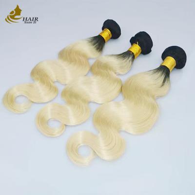 China 1B Blonde Ombre Human Hair Extensions Remy Weave Wig Bundles With Closure for sale