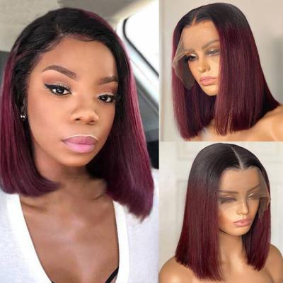 China Short Full Frontal Lace Wig 10 Inches Bob Wig 1b Brown Color for sale