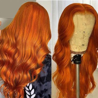 Cina Orange Ginger Capelli umani Wave sciolti Perrucche anteriori in pizzo personalizzate in vendita