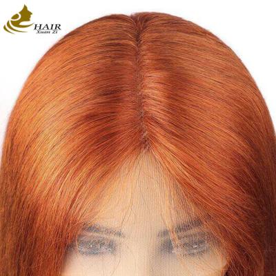 Cina Orange Ginger Capelli umani Wave sciolti Perrucche anteriori in pizzo personalizzate in vendita