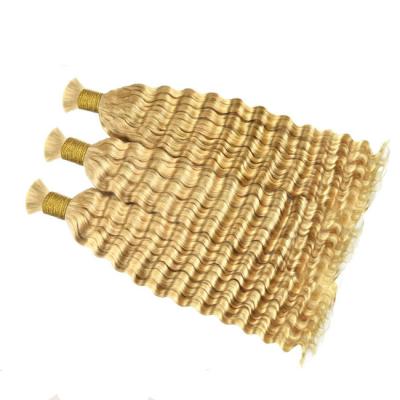 China Dubbel getrokken diepgolf menselijk haar bulk voor vlechten 613 kleur blond Te koop