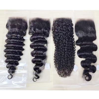 China Kleine transparante kant, onbewerkt, 100% natuurlijk menselijk haar, 4x4 kant sluiting Te koop