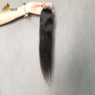 China Chiusura in pizzo trasparente di capelli umani neri naturali lisci 2x6 for sale