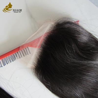 Cina 30 pollici Ricci Naturali Neri Vergini Extension di Capelli Umani con Chiusura 4*4 da 20 pollici in vendita