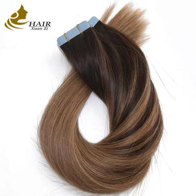 China Customized Color 100% Real Virgin Human Hair Tape In Hair Extensions Straight Human Hair Extensions for sale