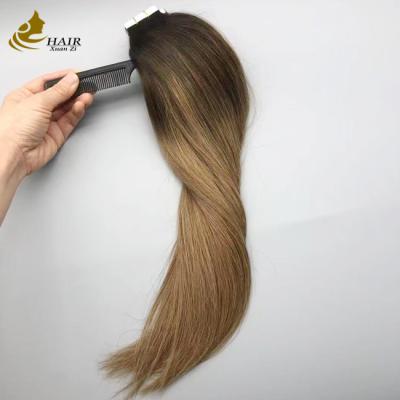 China 100% Real Virgin Human Hair Tape In Hair Extensions B2/6 Color Straight Hair Extensions for sale