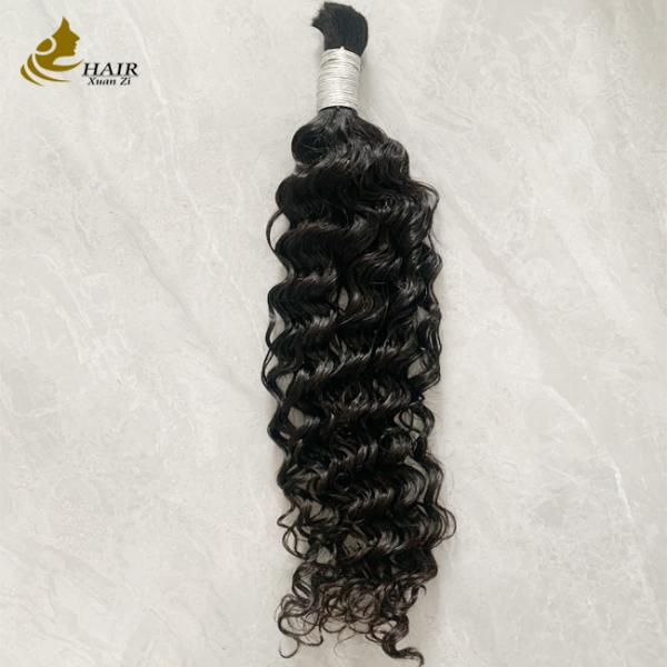 Quality Double Drawn Deep Wave Human Hair Bulk for Braiding Natural Black for sale