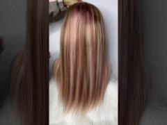 Groothandel 100% maagdelijk menselijk haar piano kleur rechte 4 * 4 voor kant pruik