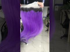 T1b/Purple Virgin Human Straight Hair 13*6 Chiusura frontale a pizzo con pizzo marrone chiaro