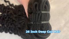 26inch deep curl natural black virgin human hair bundle