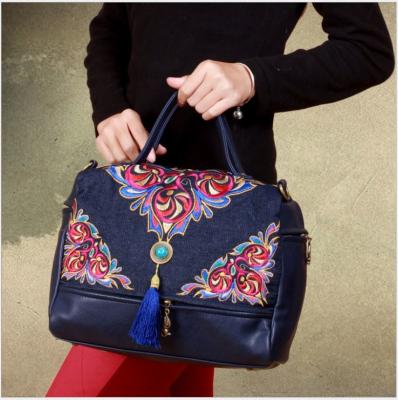 China 3 ways women bag shoulder bag messenger bag and backpack embrodery handmade bag with tassle for sale