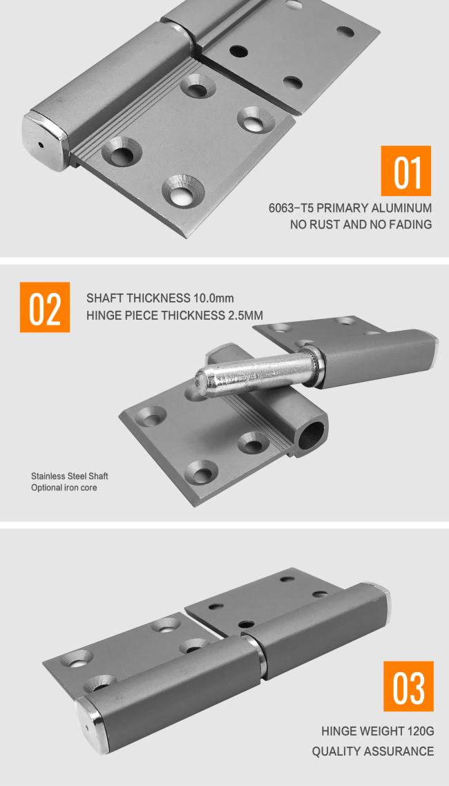 Four Hole Quadrilateral Aluminum Door Hinge side view