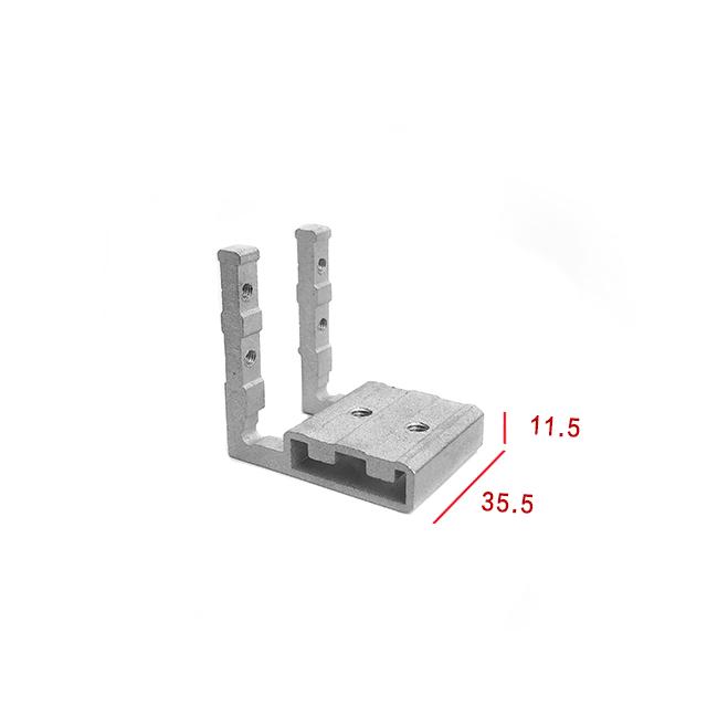 Close-up of aluminum corner joint with screws