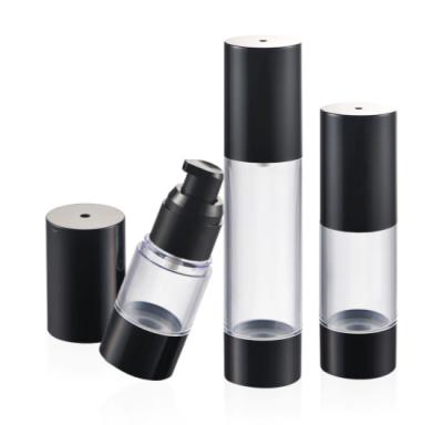 Cina Bottiglie di plastica senz'aria del nero di Logo Customized 50ml per lozione Silm e lucido in vendita