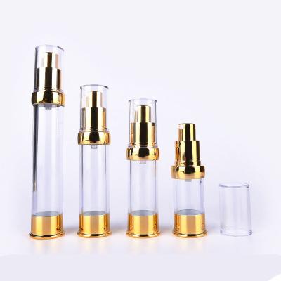 China Empaquetado cosmético de lujo ligero de la botella de la bomba del claro del oro para la loción 10ml - 30ml for sale