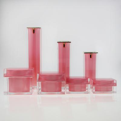 Cina bottiglie di plastica senz'aria della lozione del quadrato PMMA di 15ml 0.5oz con il cappuccio di alluminio di Snap-on in vendita