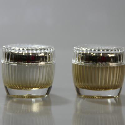 China La cara de lujo plástica de acrílico de la ronda amarilla bate los envases de empaquetado cosméticos 30g 50g en venta