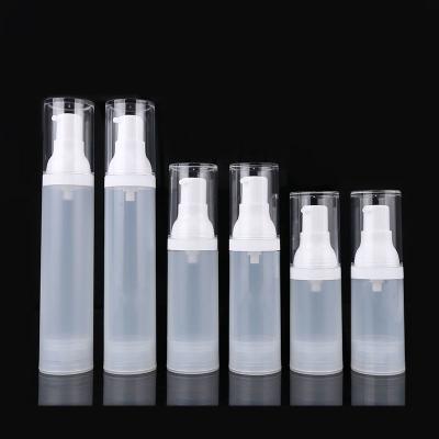 China Empty 0.5oz Plastic AS White Frosted Airless Spray Pump Bottles With PP Caps for sale