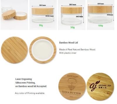 China Luxury Face Cream Jars Bamboo Small Makeup Containers 50g 60g OEM ODM for sale