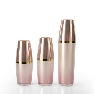 中国 空気のない化粧品を曇らして30ml 50ml 120mlのピンクのプラスチックめっきの円形のローションのびんをびん詰めにします 販売のため