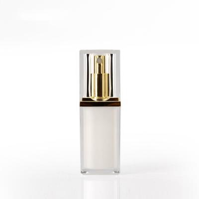 China Trail Size 15ml Airless Cosmetic Bottles White Plastic Plating Square Sprayer Lotion Toner Airless Pump Bottle for sale